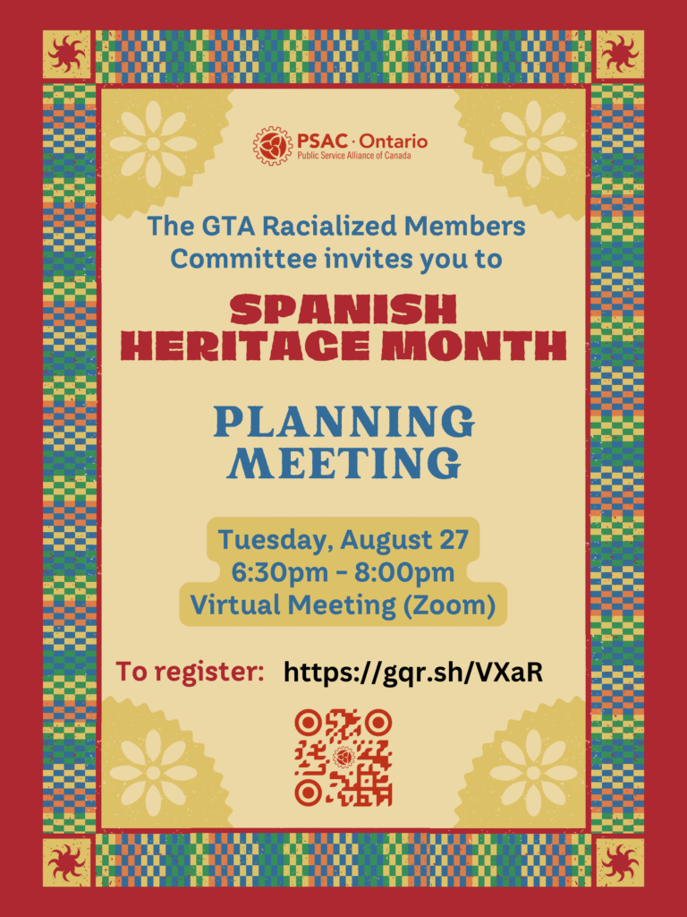 Toronto RMC Spanish Heritage Month Planning Meeting – PSAC Ontario